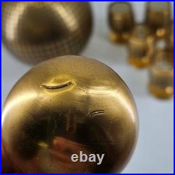 Vintage Art Deco gold grid round decanter w stopper 6 cordial liquor ...