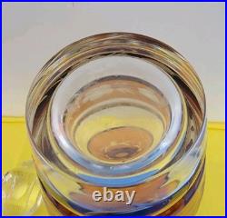Vintage Czech Bohemian Amber Cut to Clear Glass Decanter Hard Water ...